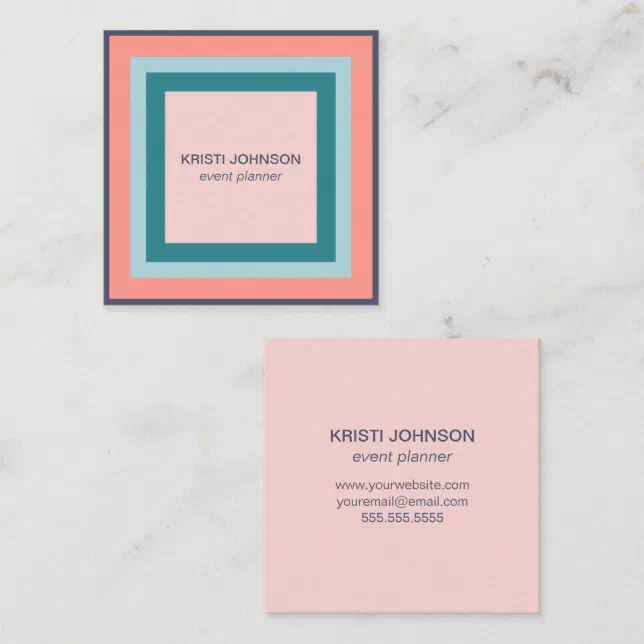 Beach Colors Squares Minimalist Modern Square Business Card | Zazzle