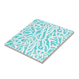 Beach Coral Reef Pattern Nautical White Blue Tile | Zazzle