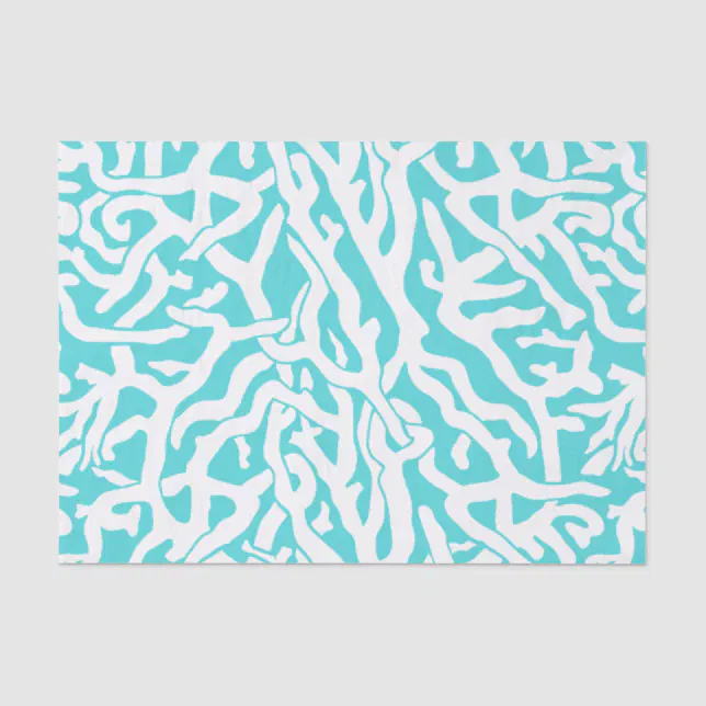 Beach Coral Reef Pattern Nautical White Blue Tissue Paper | Zazzle