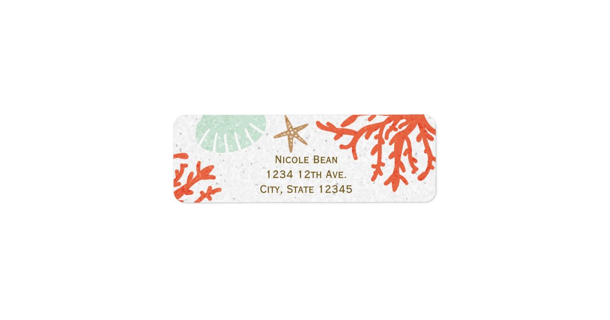 Beach Coral Reef Sea Shell Starfish Address Labels | Zazzle