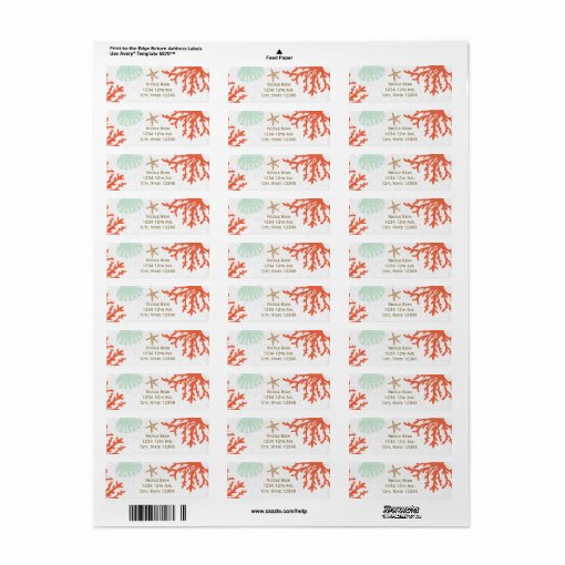 Beach Coral Reef Sea Shell Starfish Address Labels | Zazzle