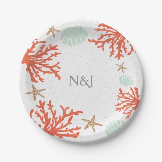 Beach Coral Reef Sea Shell & Starfish Paper Plates | Zazzle.com