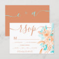 Beach coral teal floral watercolor rsvp wedding | Zazzle