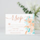 Beach coral teal floral watercolor rsvp wedding | Zazzle