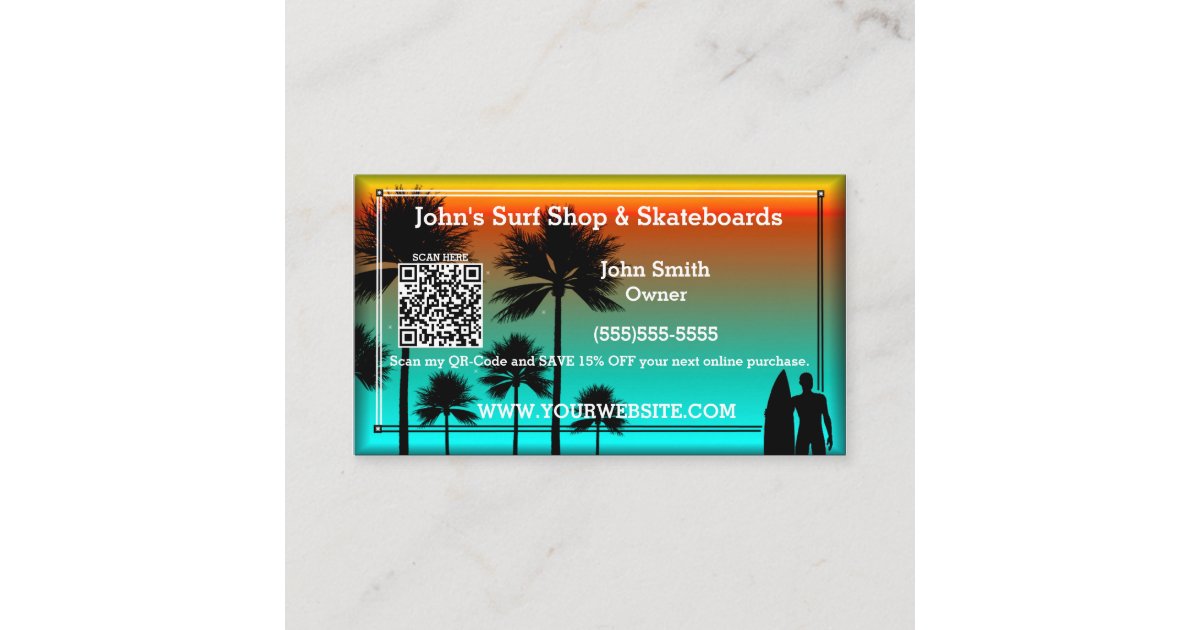 Beach Design QR-Coded Personalized Business Card | Zazzle