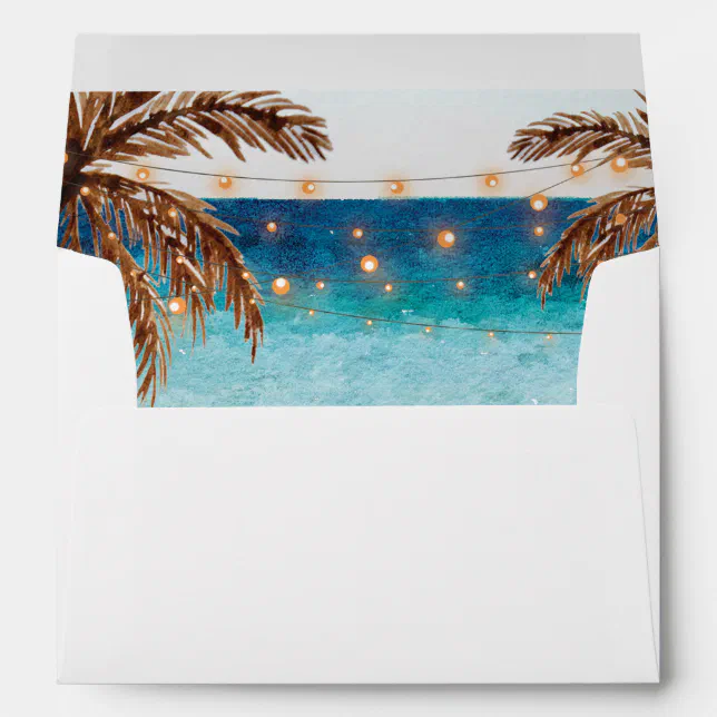 beach design with palm trees lined envelopes | Zazzle
