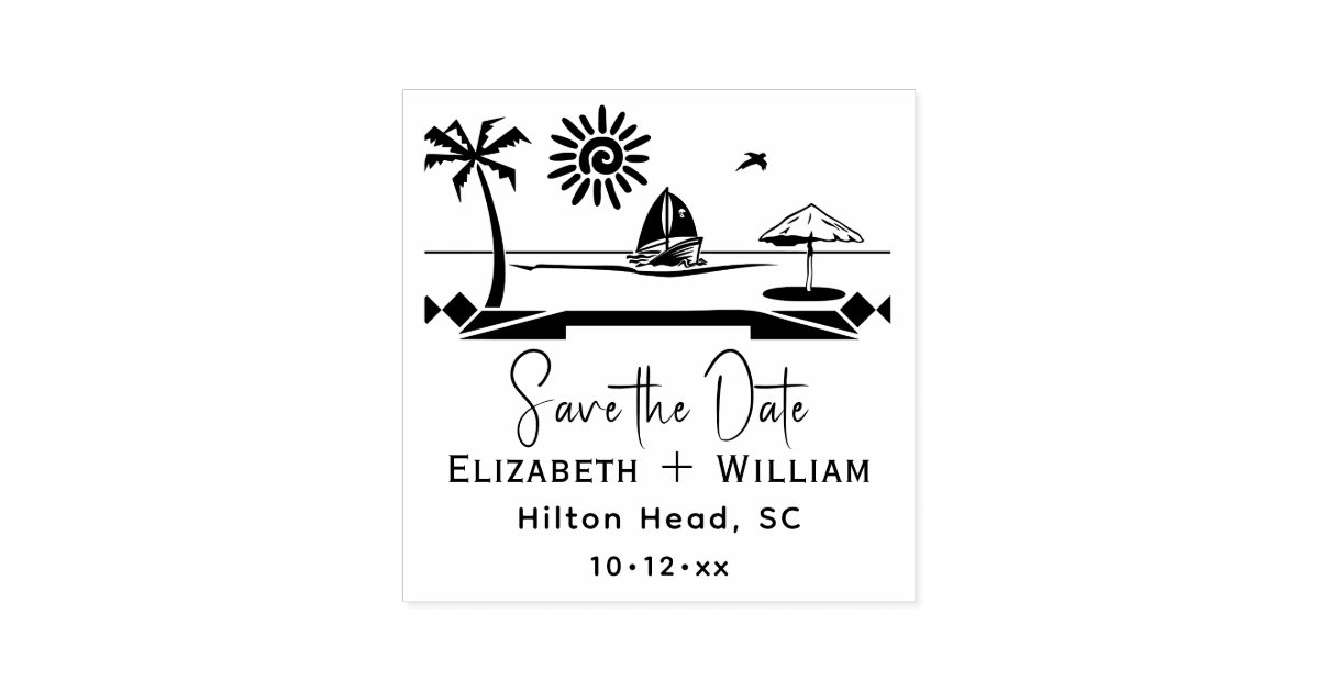 Beach Destination Couple Wedding Save the Date Self-inking Stamp | Zazzle