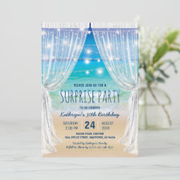 Beach Destination Surprise Birthday Party Invitation | Zazzle