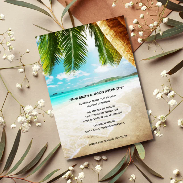 Beach Destination Tropical Wedding Invitation | Zazzle