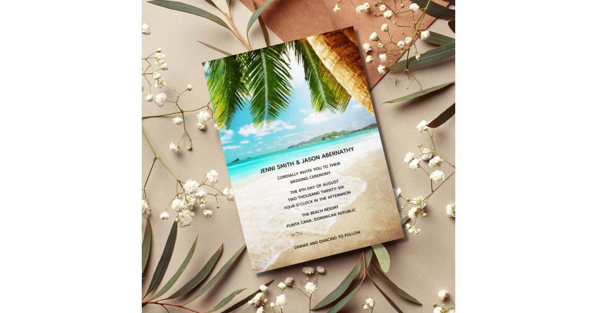 Beach Destination Tropical Wedding Invitation | Zazzle