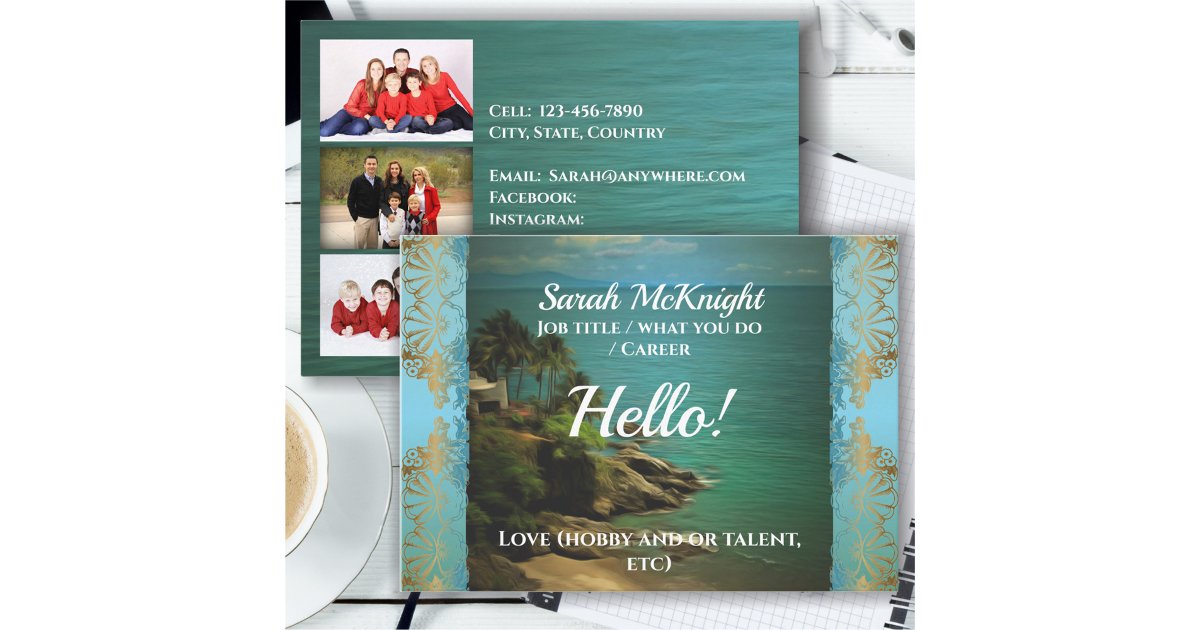 Beach Dream Hello 0026 Calling Card | Zazzle