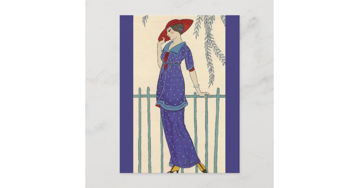 Beach Dress by George Barbier Postcard | Zazzle