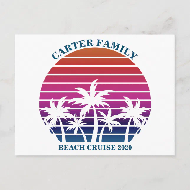 Beach Family Reunion Custom Cruise Summer Vacation Postcard | Zazzle