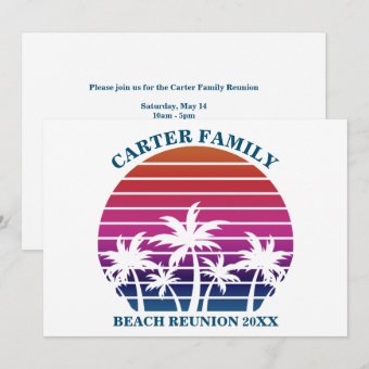 Beach Family Reunion Tropical Palm Tree Custom Invitation | Zazzle