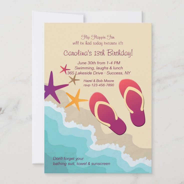 Beach Flip Flops Invitation | Zazzle