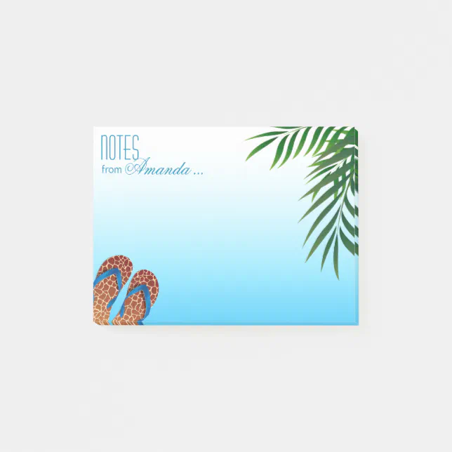 Beach Flip Flops Personalized Post-it Notes | Zazzle