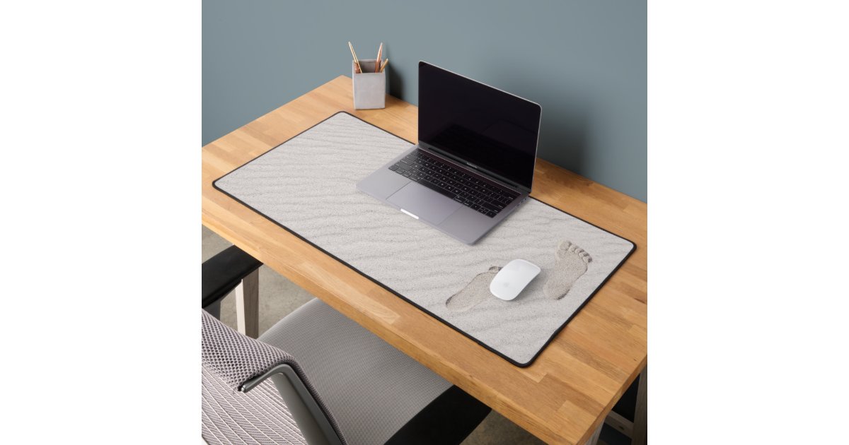 Beach Footprints in Sand Desk Mat | Zazzle
