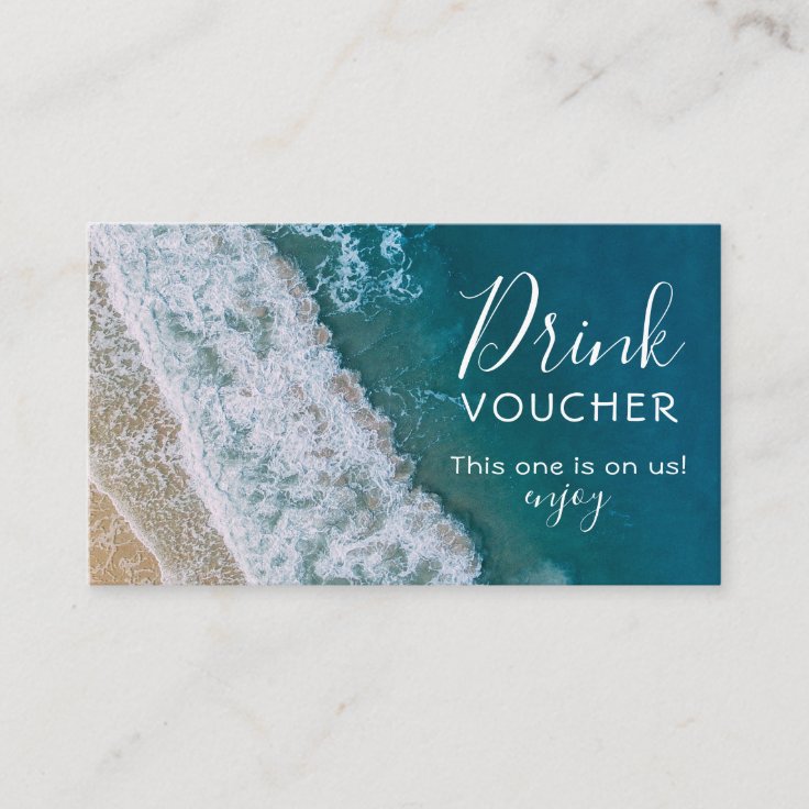 Beach Free Drink Voucher | Ocean Bar Token Business Card | Zazzle