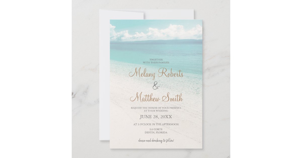 Beach Front Seaside Beach Themed Wedding Invitation | Zazzle