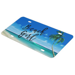 Beach Girl Tropical Auto Tag License Plate | Zazzle