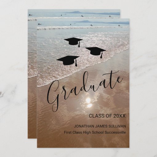 Beach Graduation Announcement | Zazzle