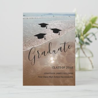 Beach Graduation Announcement | Zazzle