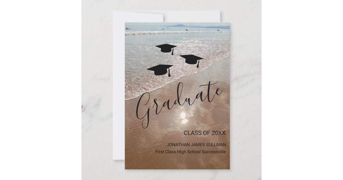 Beach Graduation Announcement | Zazzle