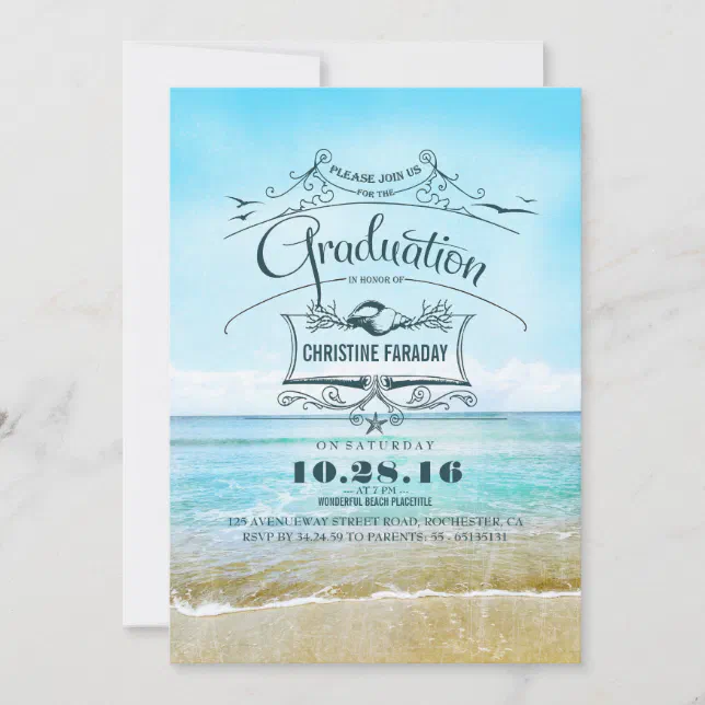Beach Graduation Invitation | Zazzle
