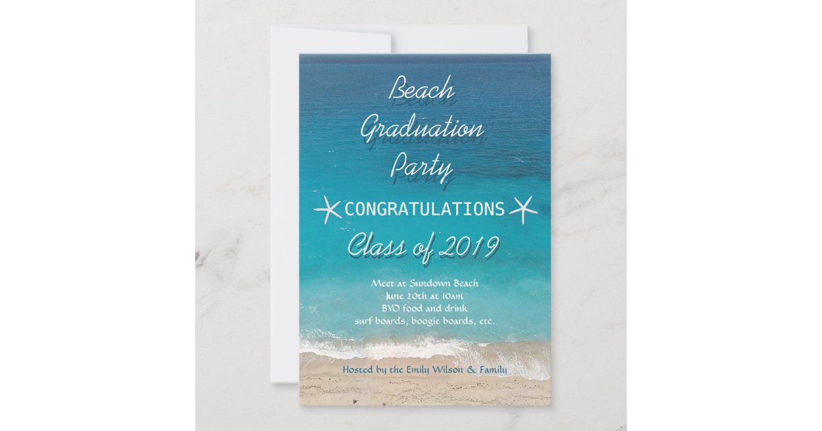 Beach Graduation Party for Class Invitation | Zazzle