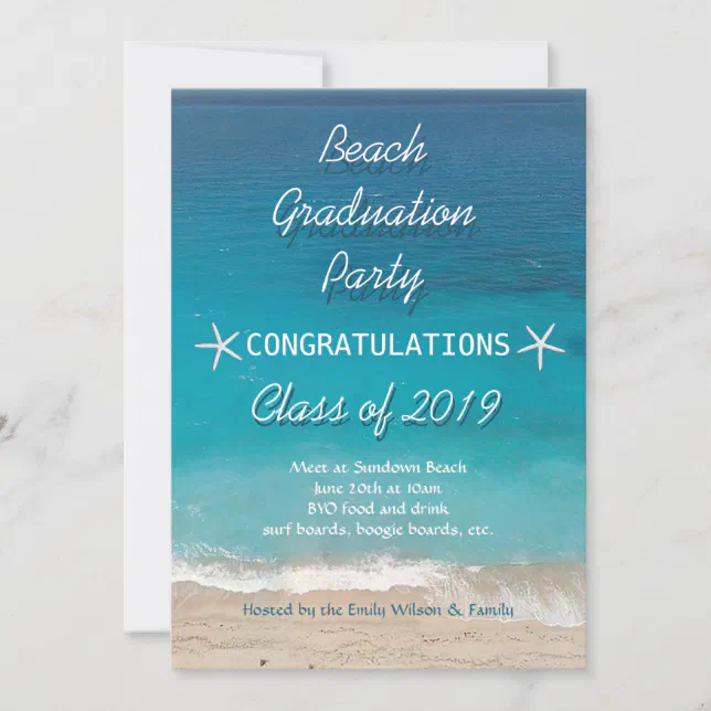 Beach Graduation Party for Class Invitation | Zazzle