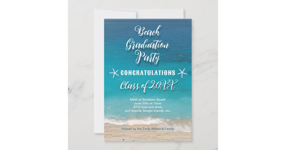 Beach Graduation Party for Class Invitation | Zazzle