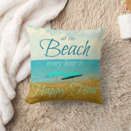 BEACH HAPPY HOUR PILLOW | Zazzle