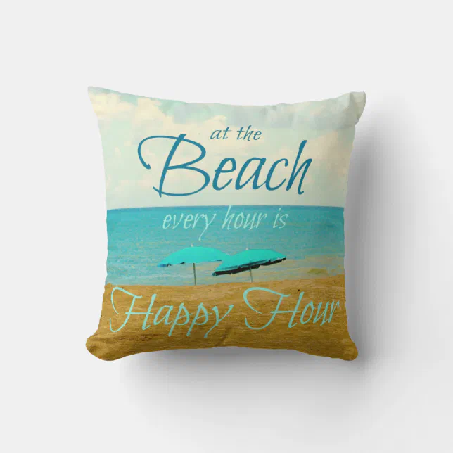 BEACH HAPPY HOUR PILLOW | Zazzle