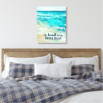 Beach Happy Place Starfish Ocean Waves Coastal Canvas Print | Zazzle