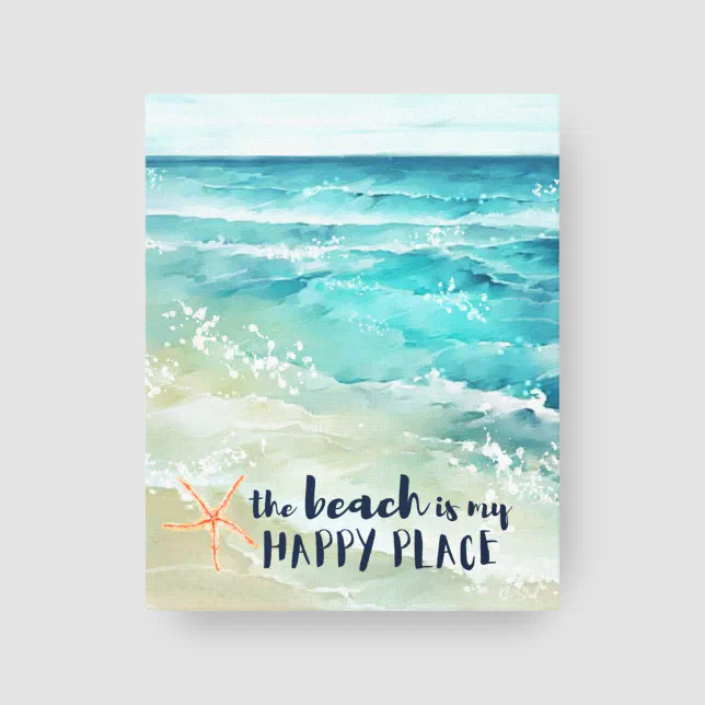 Beach Happy Place Starfish Ocean Waves Coastal Canvas Print | Zazzle