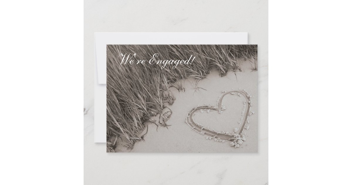 Beach Heart Sepia Engagement Announcement | Zazzle