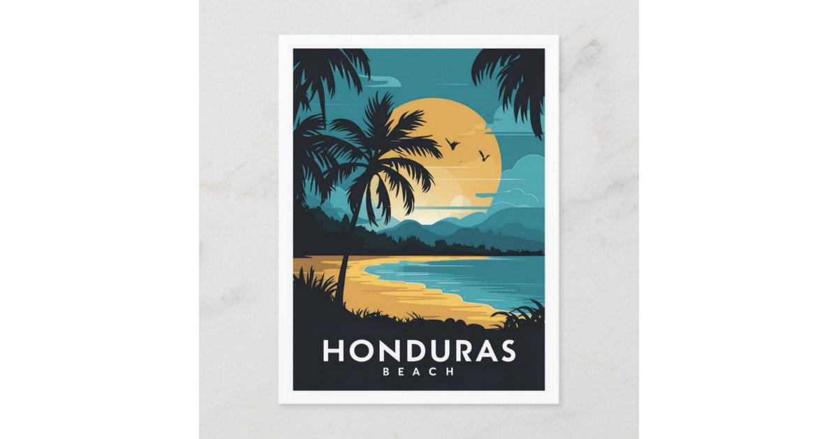 Beach Honduras Retro Travel Postcard | Zazzle