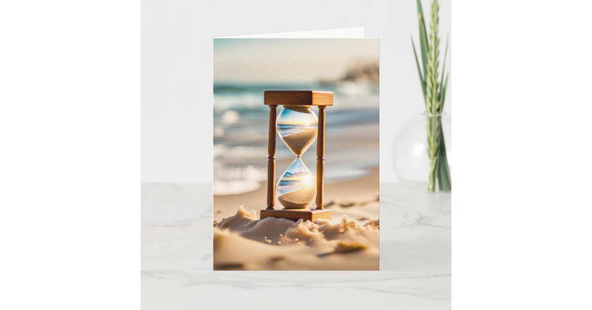 Beach Hourglass Birthday Card | Zazzle