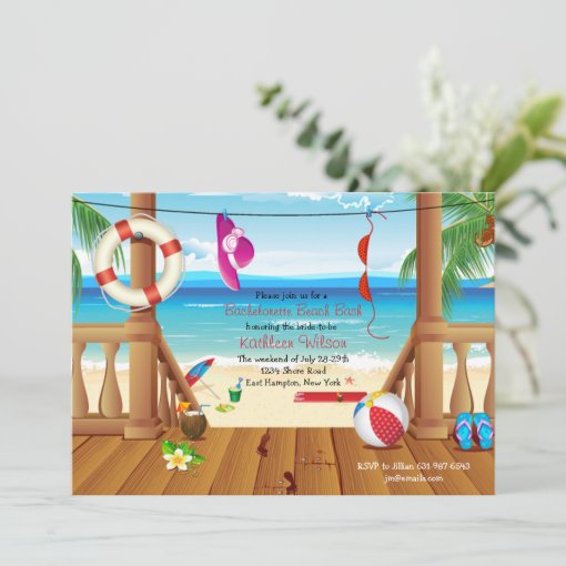 Beach House Bachelorette Party Invitation | Zazzle
