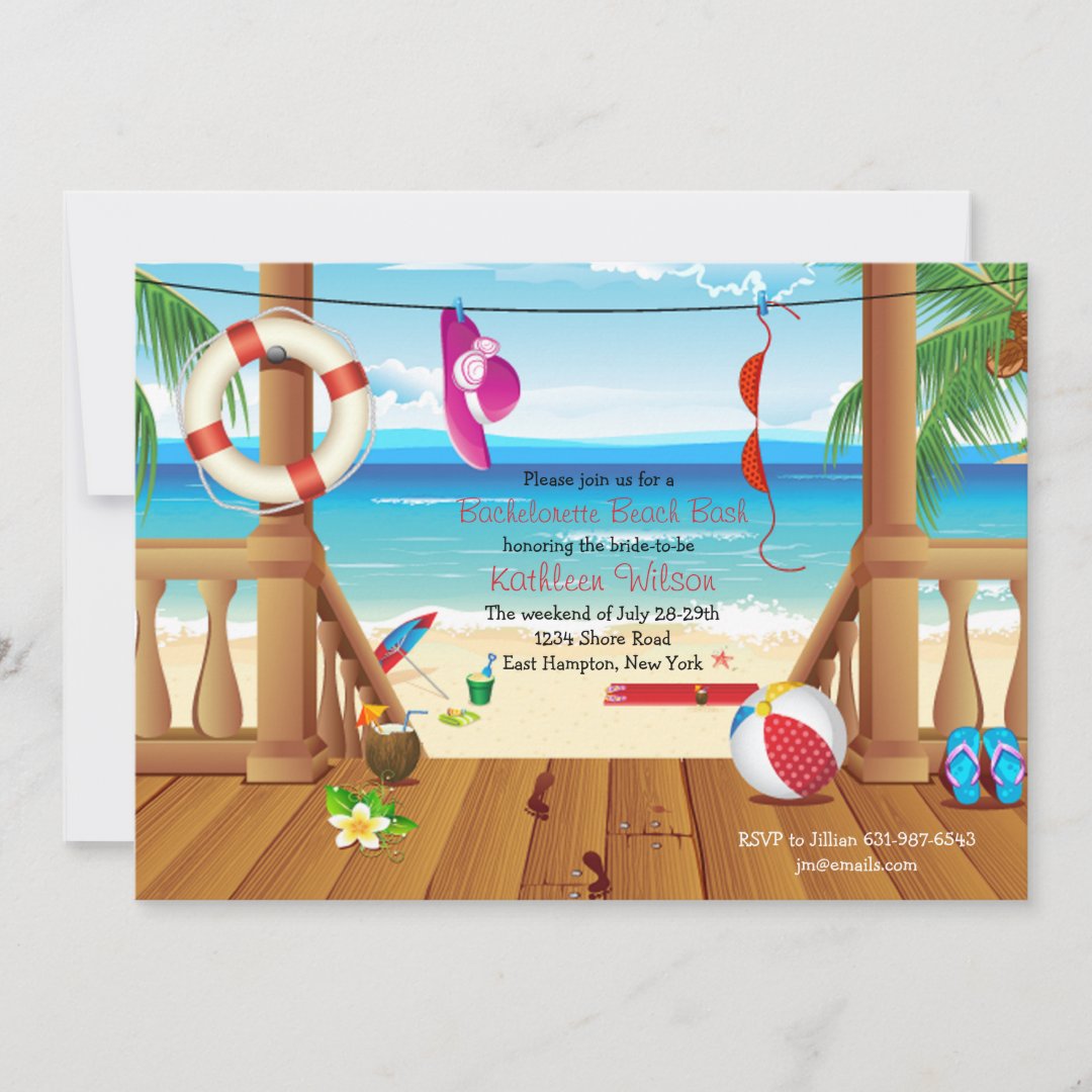 Beach House Bachelorette Party Invitation | Zazzle