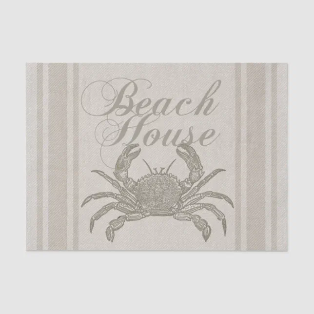 Beach House Crab Seashore Coastal Vintage Tissue Paper | Zazzle