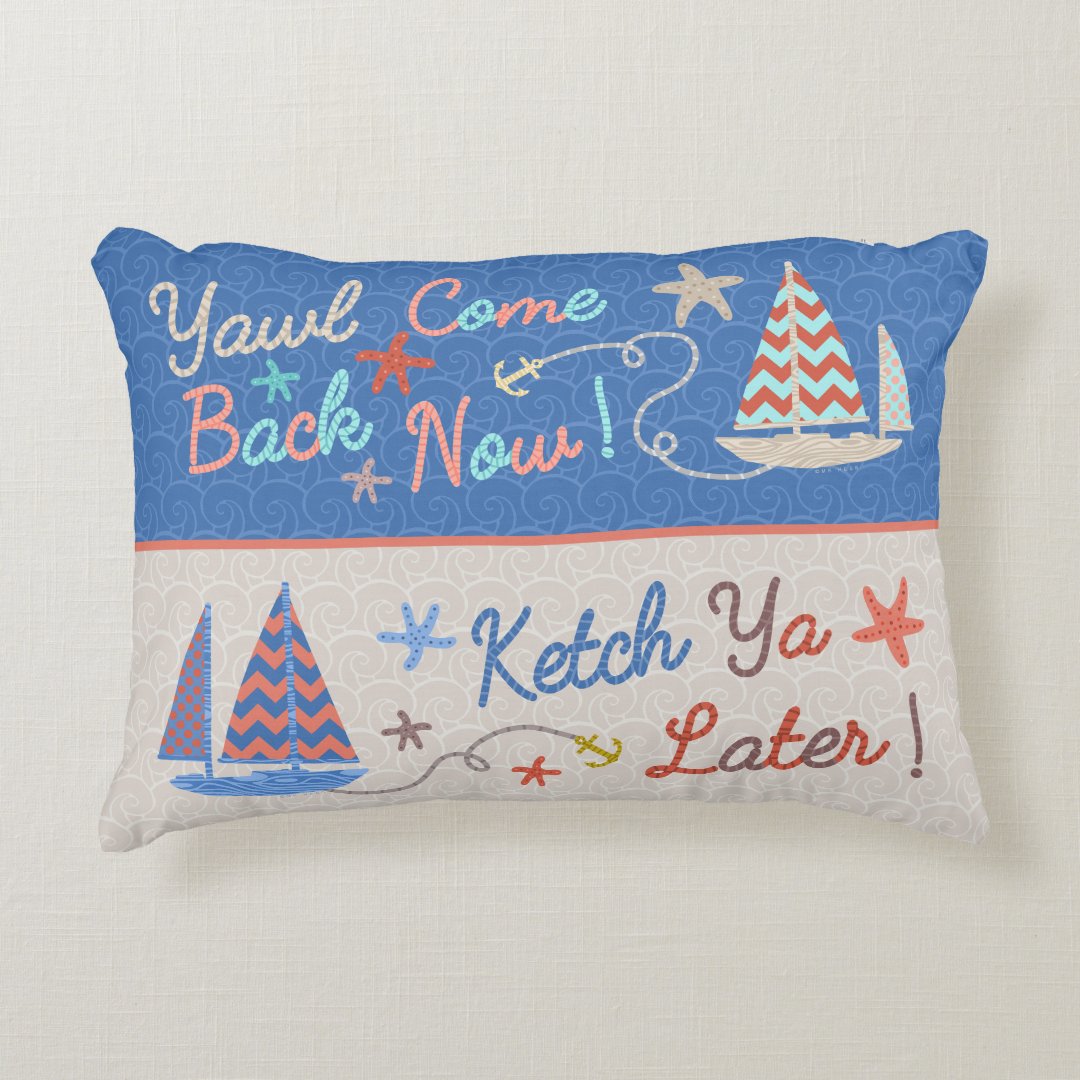 Beach House | Funny Nautical Pun | Sailing Humor Accent Pillow | Zazzle