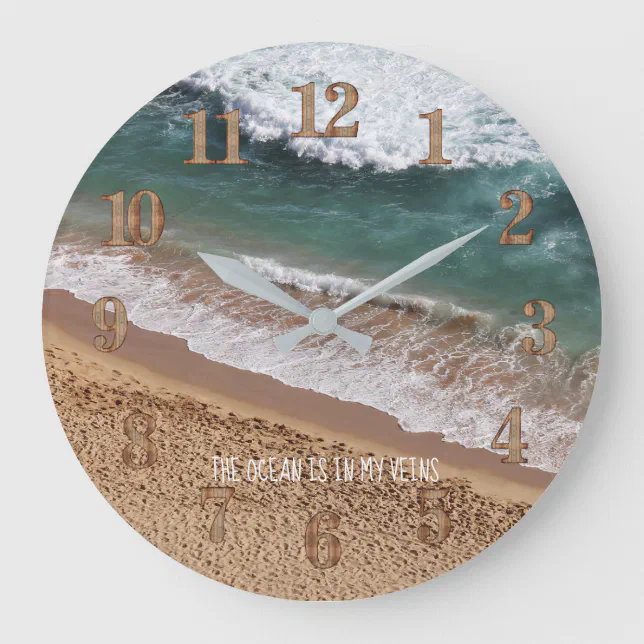 Beach House Interior Ocean Sea Life Quote Custom Large Clock | Zazzle