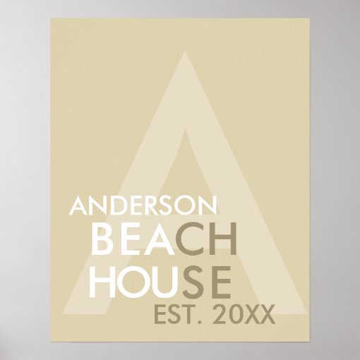 Beach House Retro Modern Minimalist Personalized Poster | Zazzle