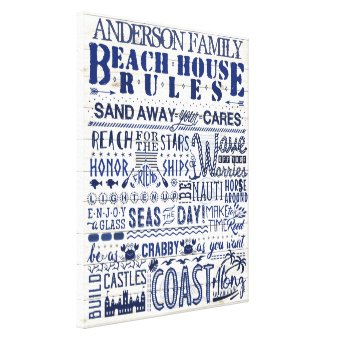 Beach House Rules Custom Family Cottage Sign Blue | Zazzle