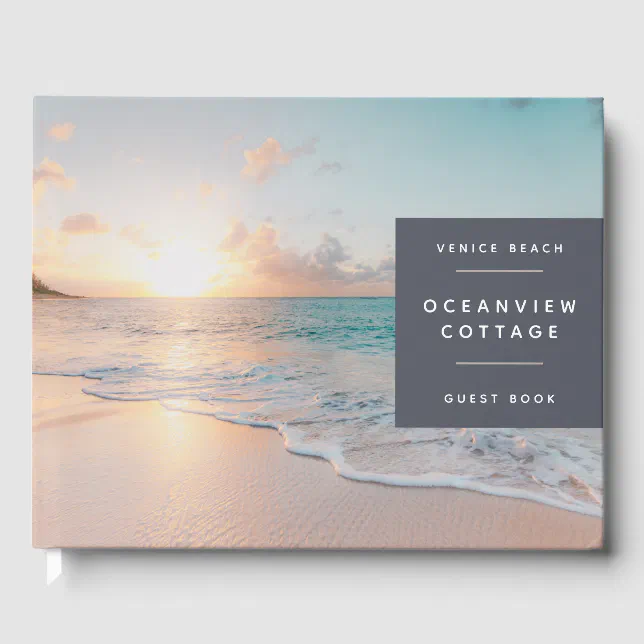 Beach House Vacation Hotel Photo Guest Book | Zazzle