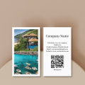 Beach House Vacation Rental Custom Picture QR Code Business Card | Zazzle