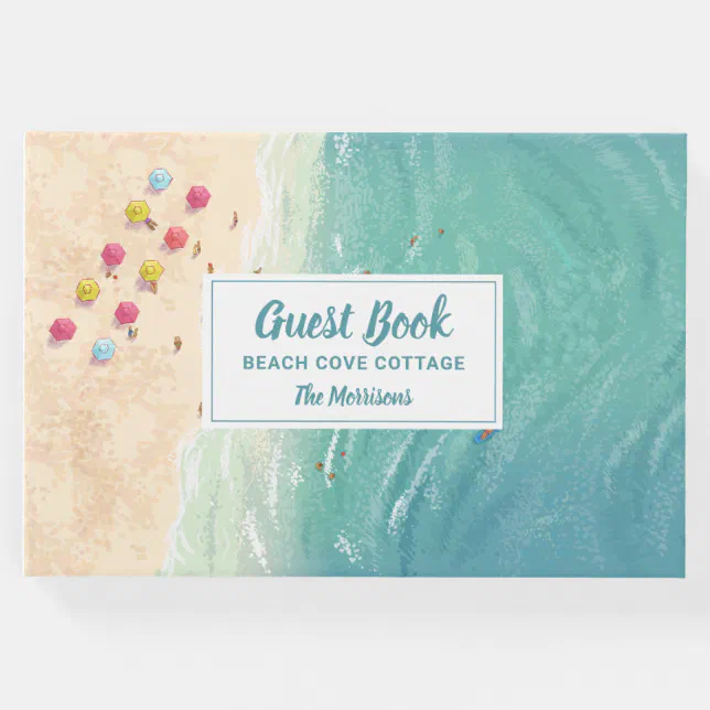 Beach House Vacation Rental Ocean Sea Home Custom Guest Book | Zazzle
