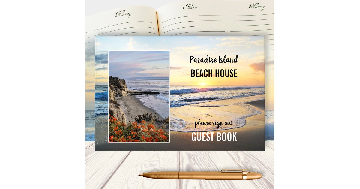 Beach House Your Photos Guest Book | Zazzle