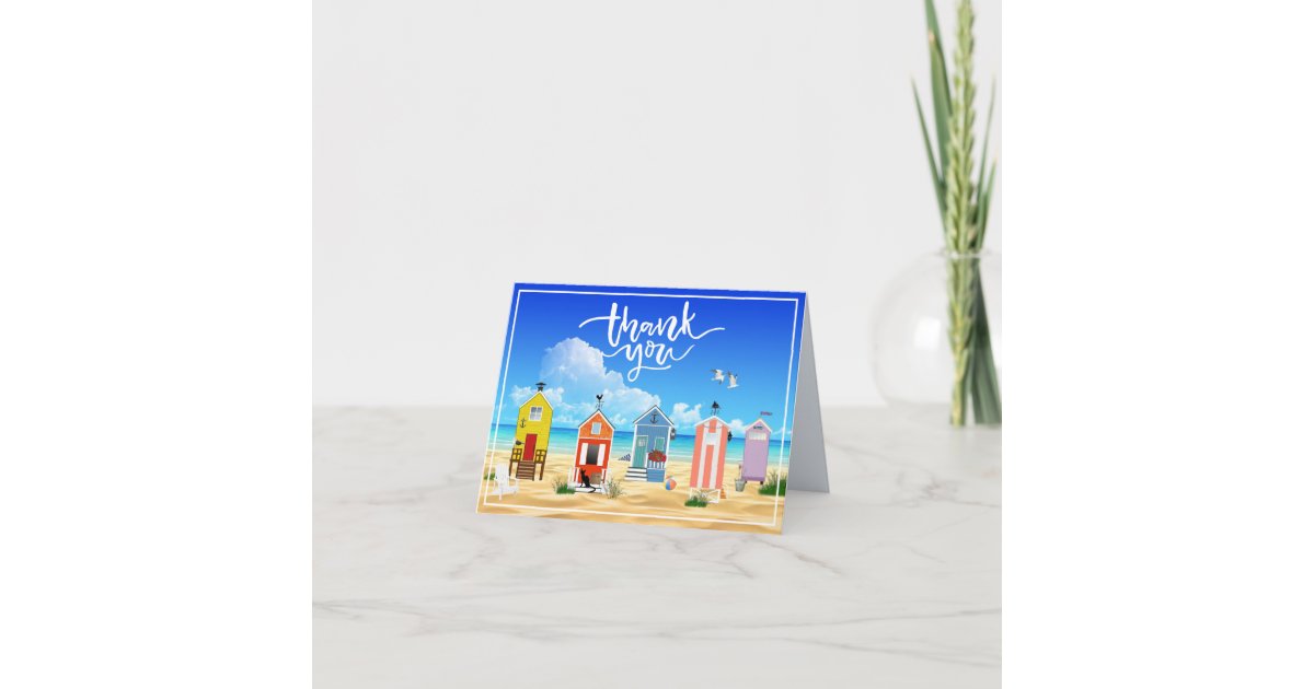 Beach Hut Ocean Thank You Card | Zazzle